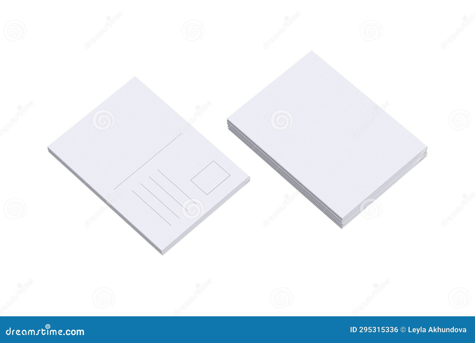 Stack of Post Card Mockup Isolated on White Background. Stock ...
