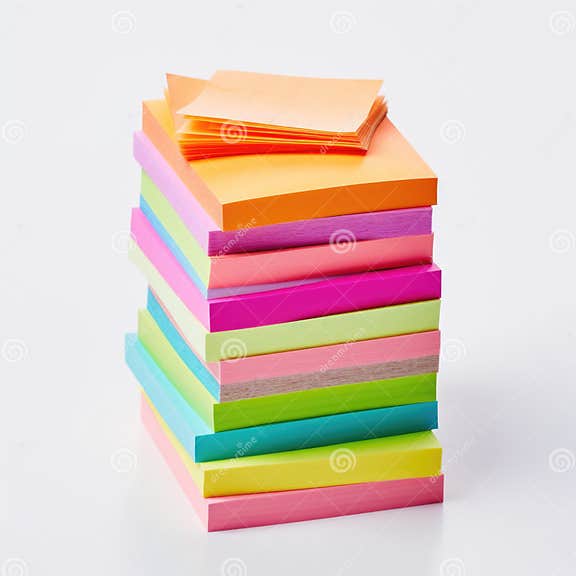 A Stack of Post it Notes Sitting on Top of Each Other Stock Photo ...