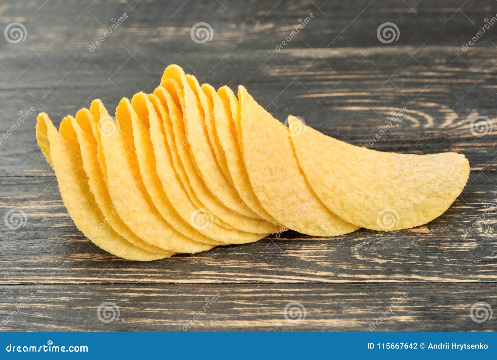 Stack of potato chips stock photo. Image of cracker - 115667642