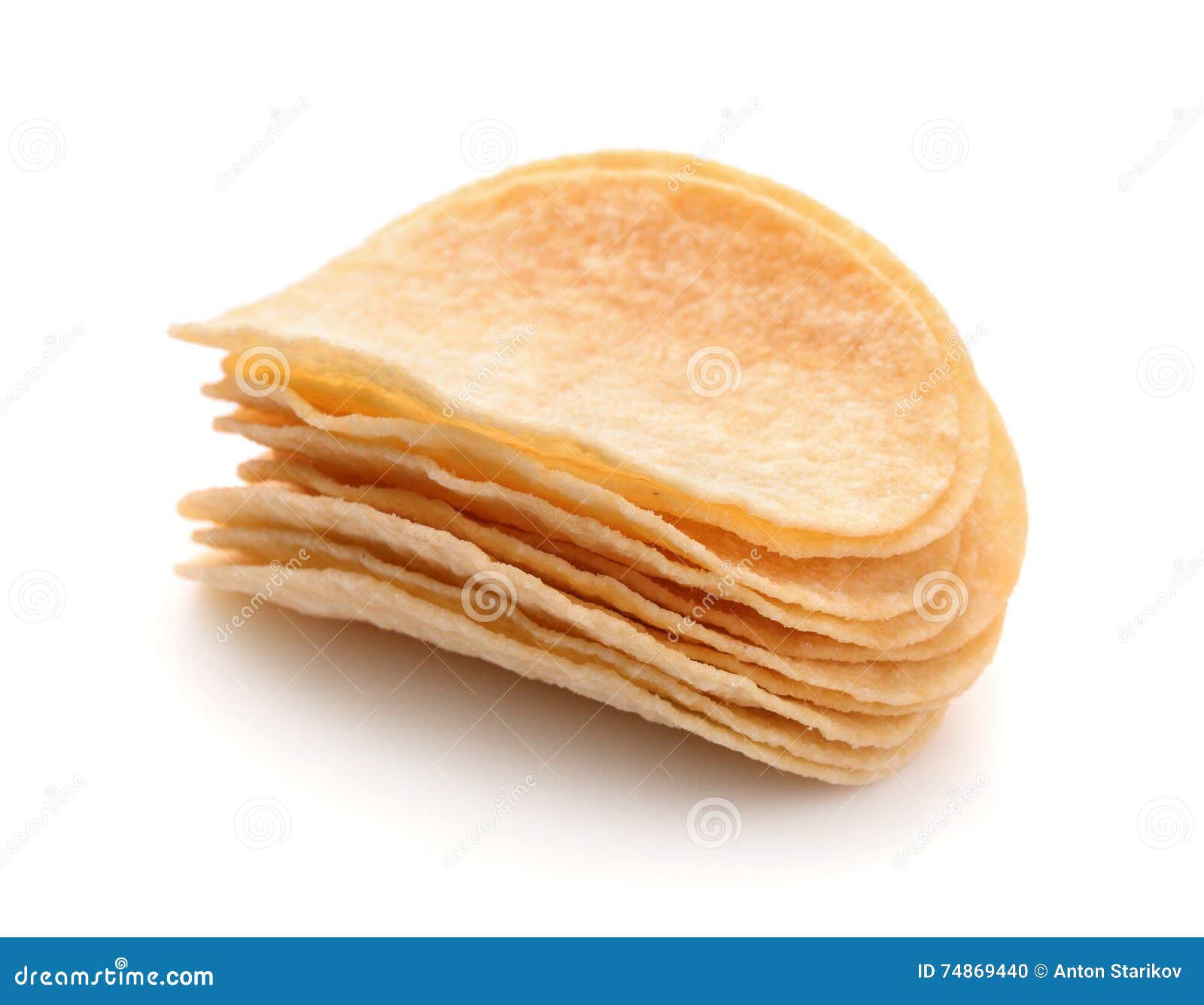 Stack of potato chips stock photo. Image of eating, closeup - 74869440