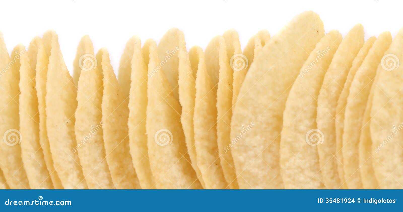 Stack of potato chips. stock photo. Image of pile, junk - 35481924