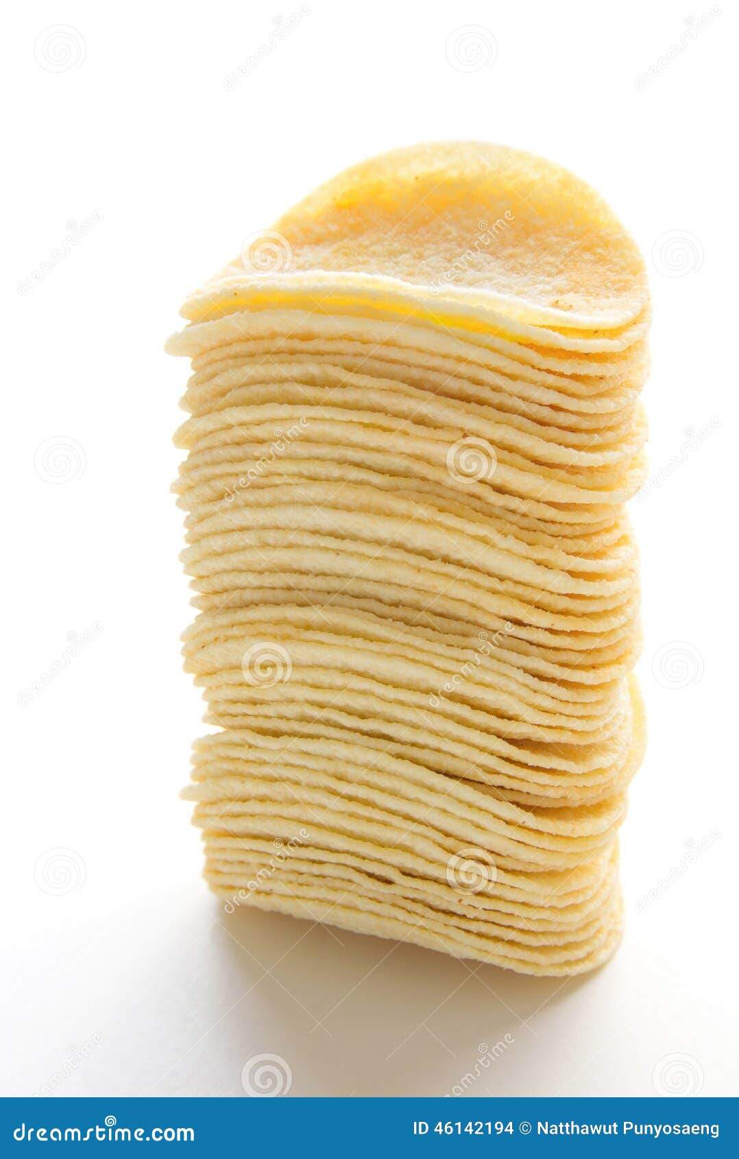 Stack of potato chips stock photo. Image of cutout, pile - 46142194