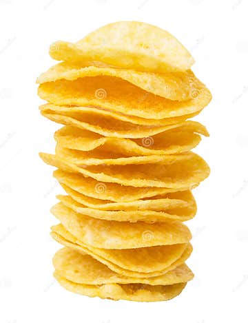 Stack of Potato Chips Isolated on White Stock Image - Image of vertical ...