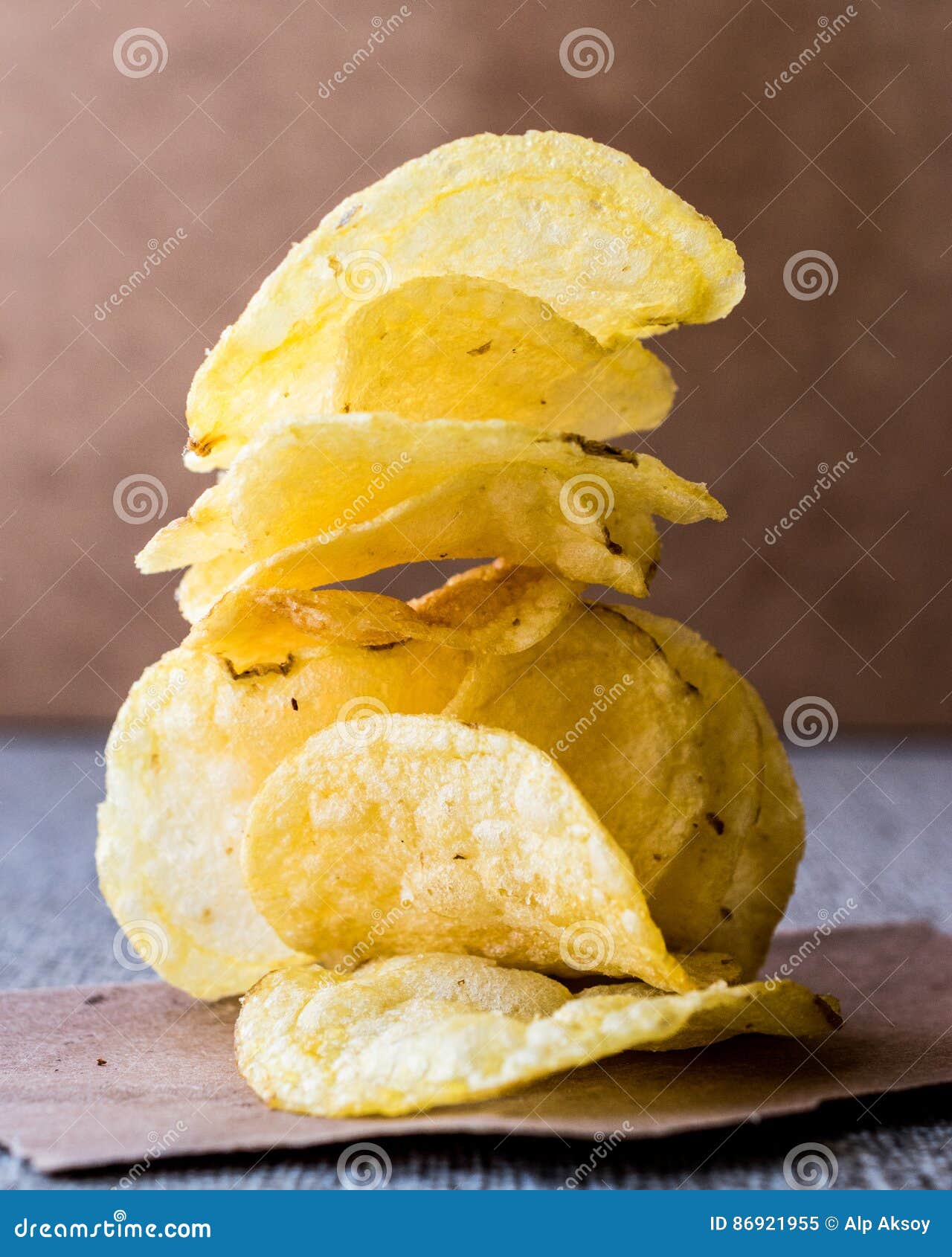 Stack of potato chips. stock image. Image of pile, crunchy - 86921955
