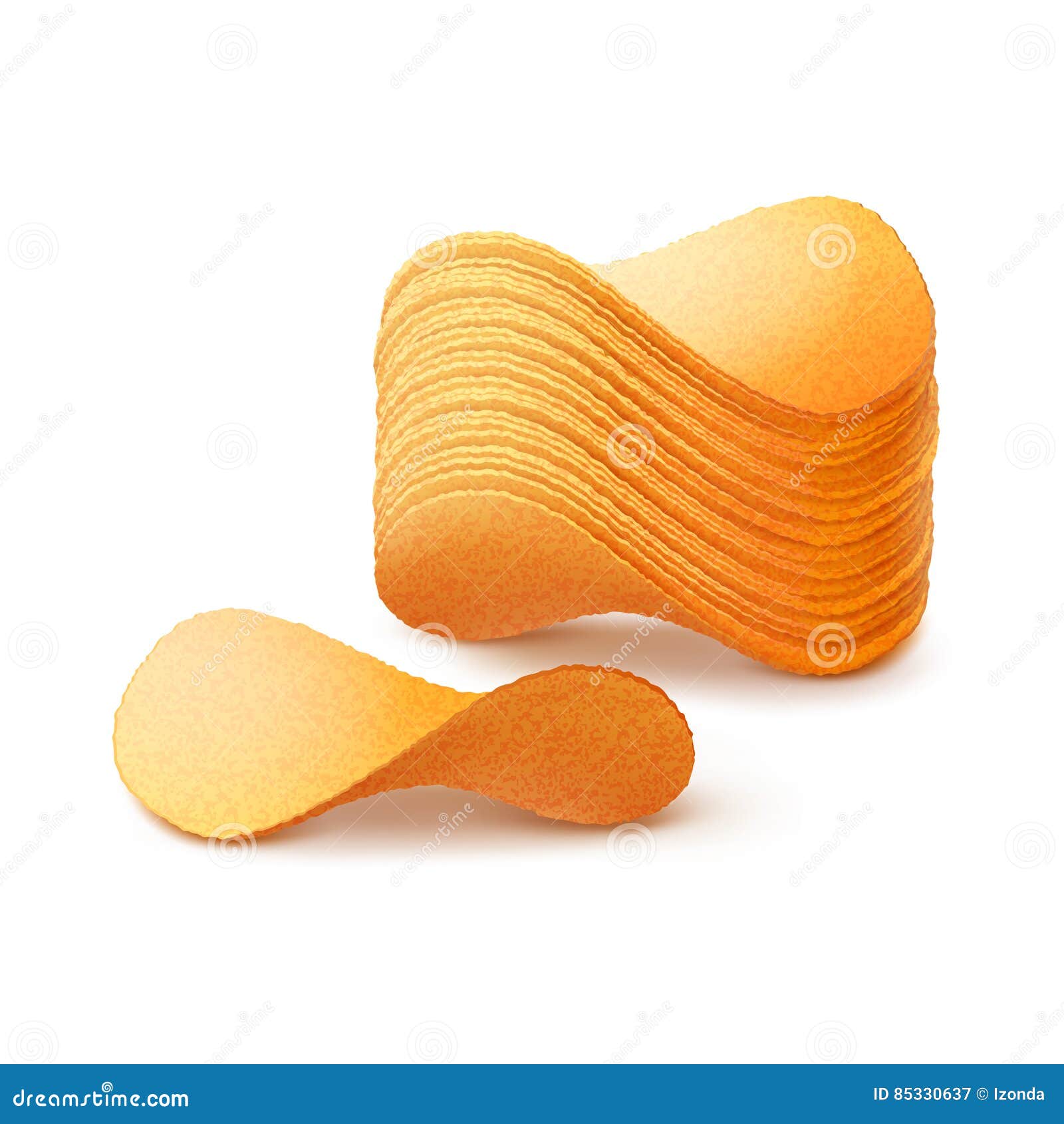 Stack Of Potato Crispy Chips On Background Cartoon Vector ...