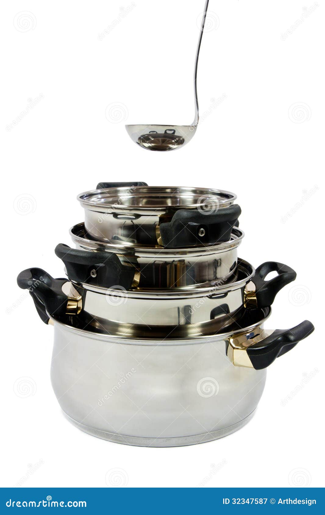 Stack of pots stock image. Image of cook, equipment, dress - 32347587