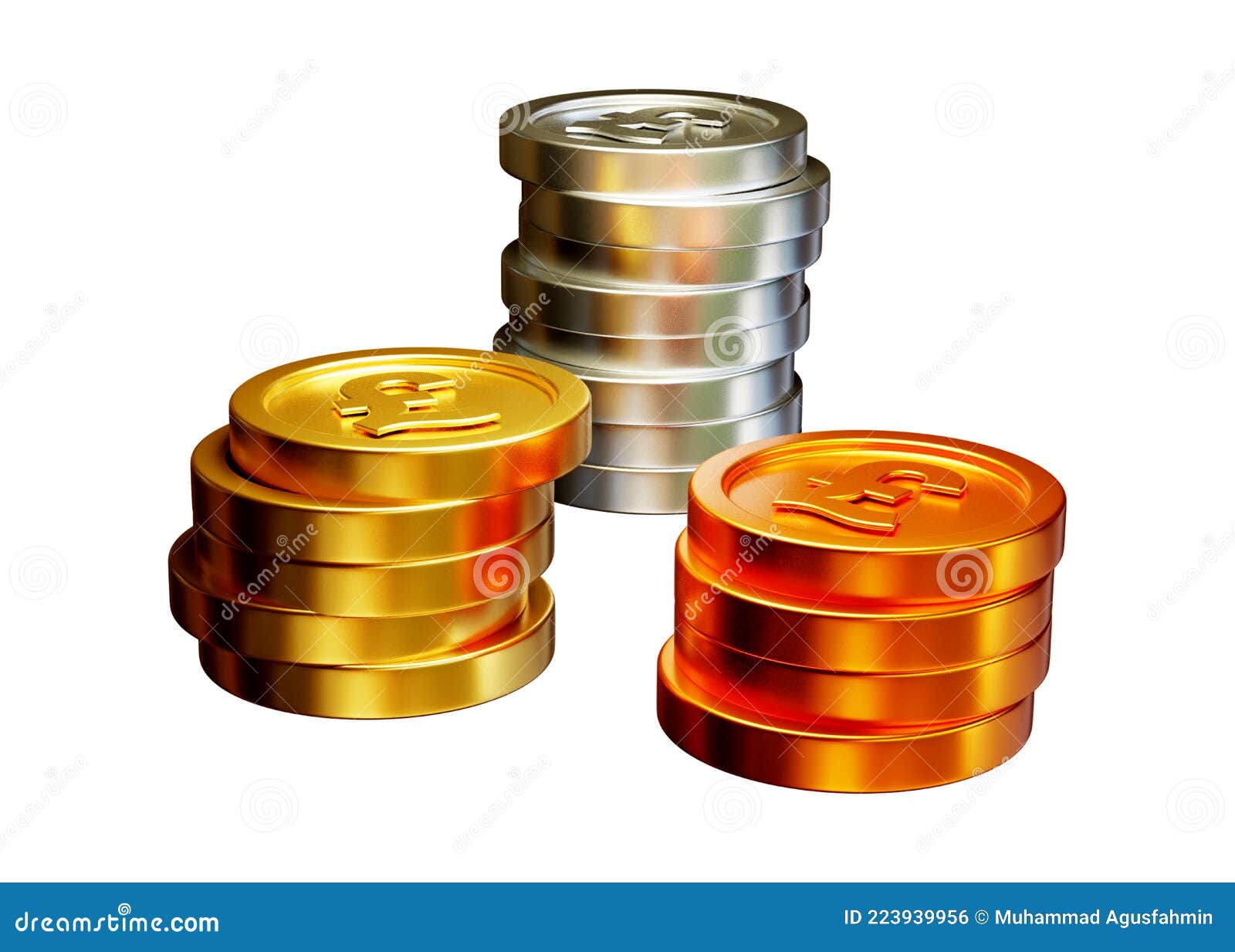 Stack of Pound Coin 3d Rendering Stock Illustration - Illustration of ...
