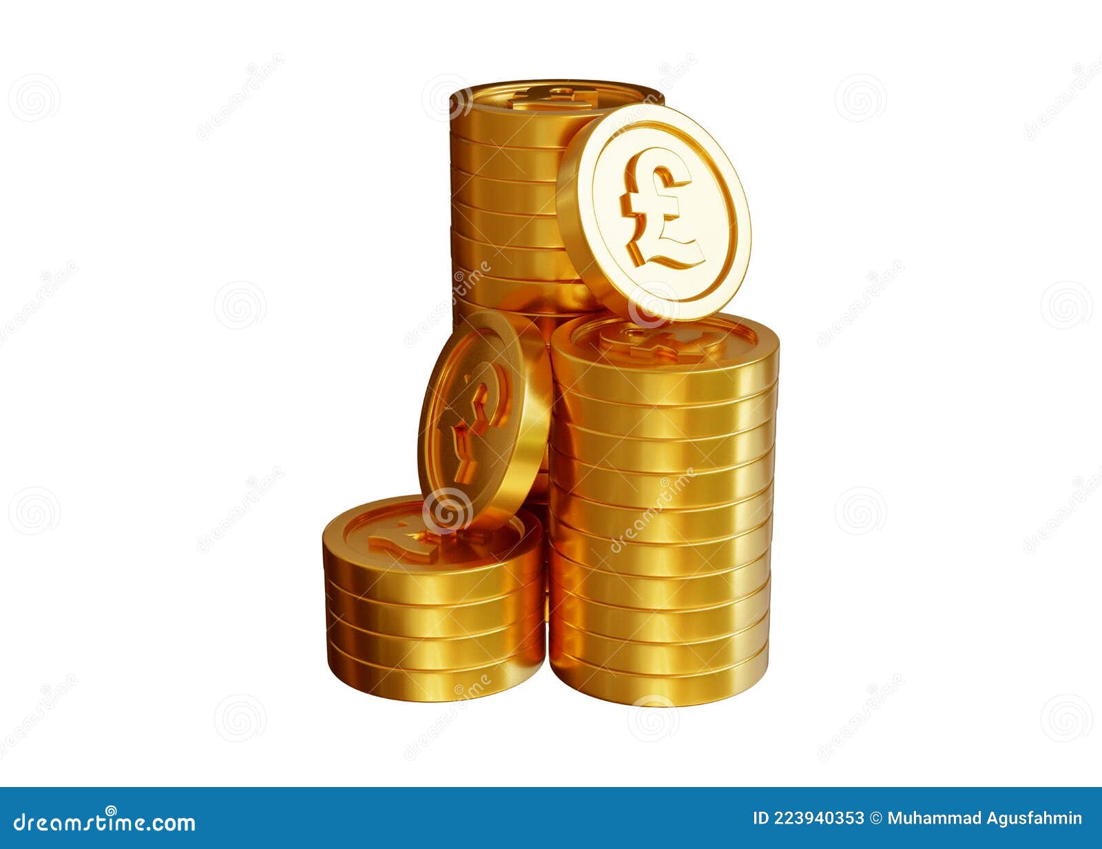 Stack of Pound Coin 3d Rendering Stock Illustration - Illustration of ...