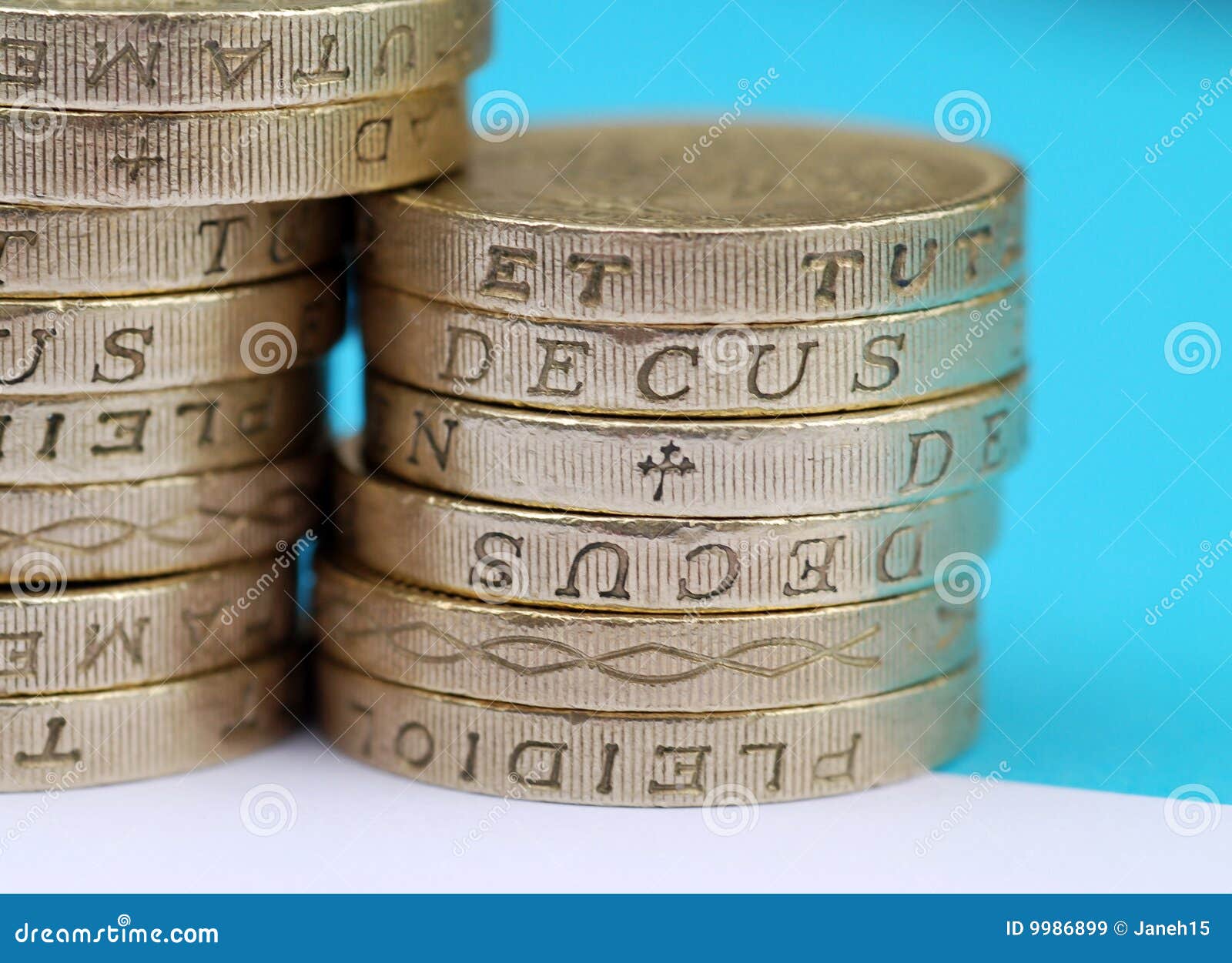 Stack of pound coins stock image. Image of blue, business - 9986899