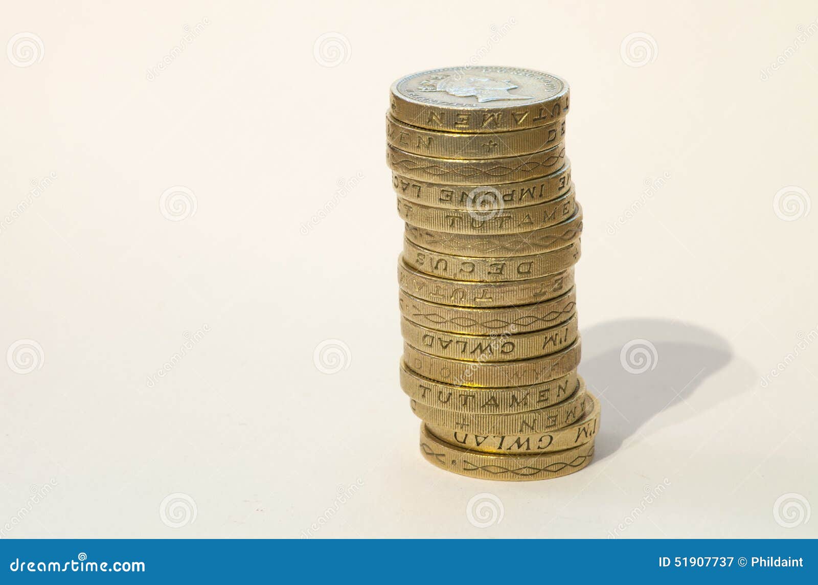 Stack of pound coins editorial photography. Image of coinage - 51907737