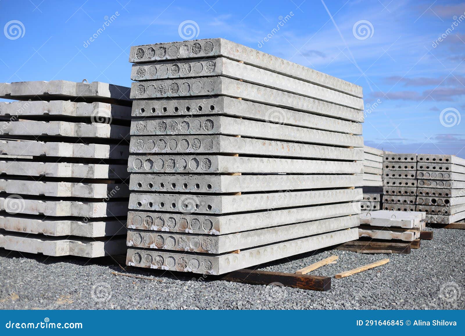 Stack of Precast Concrete Slabs at a Construction Site Stock Image ...