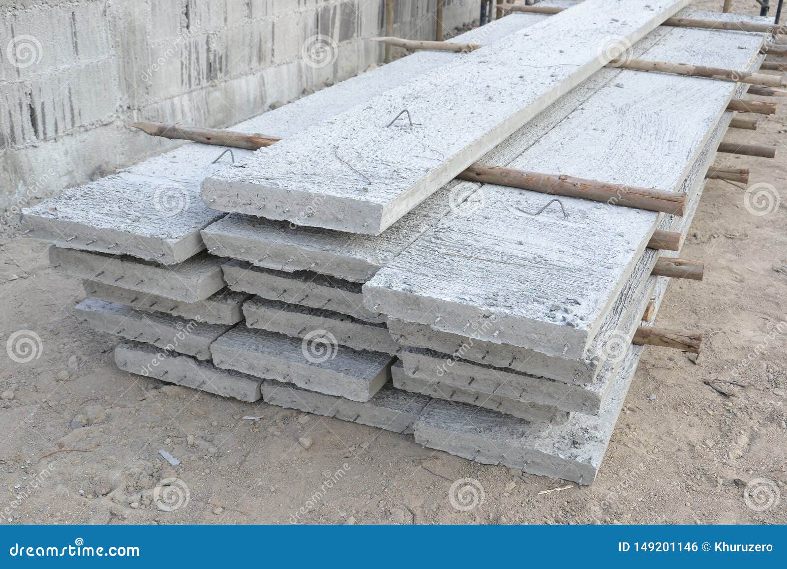 Stack Of Precast Reinforced Concrete Slabs In Factory Workshop Royalty ...