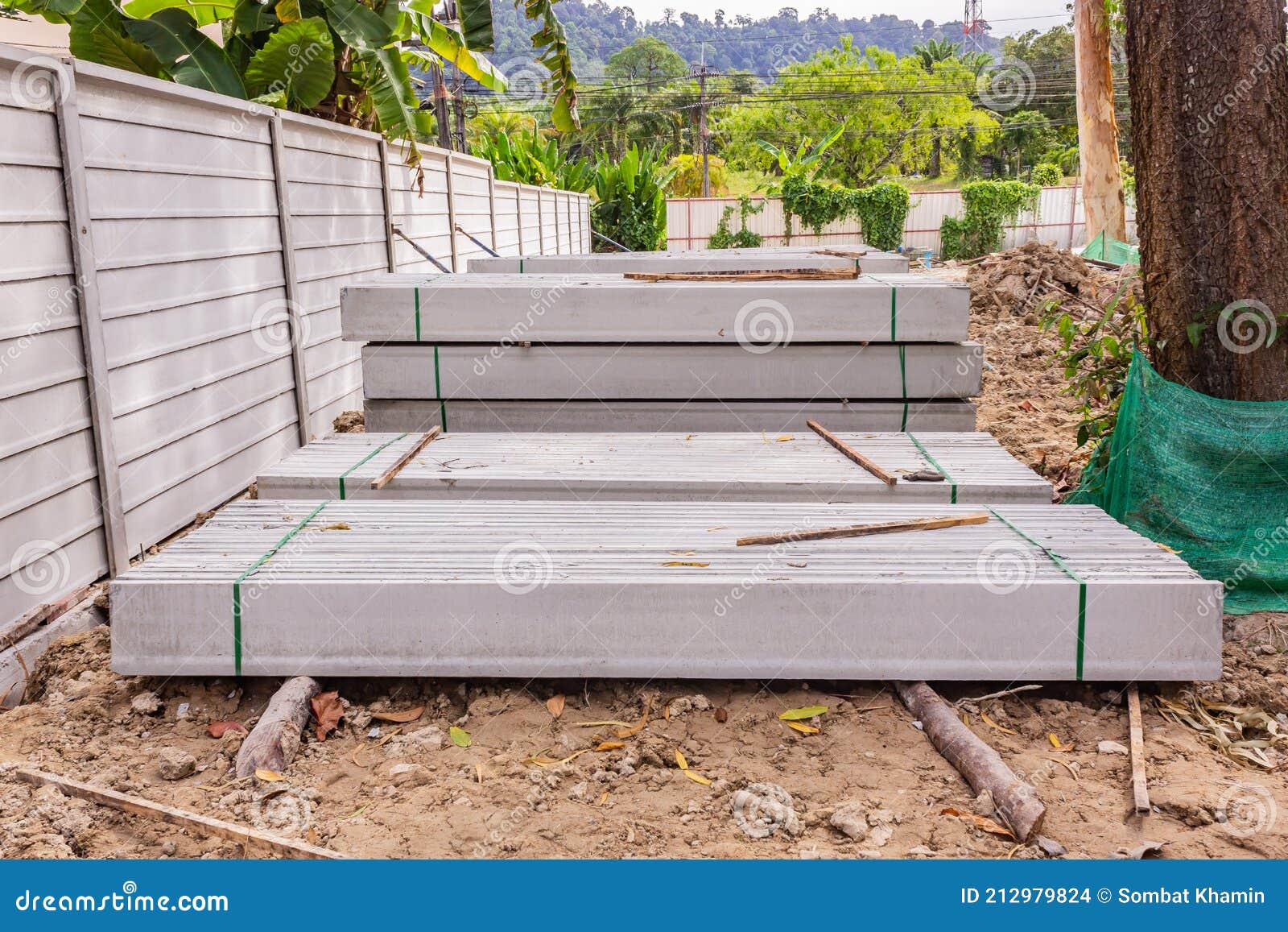 Stack of Precast Concrete Wall Panels Stock Photo - Image of gray ...