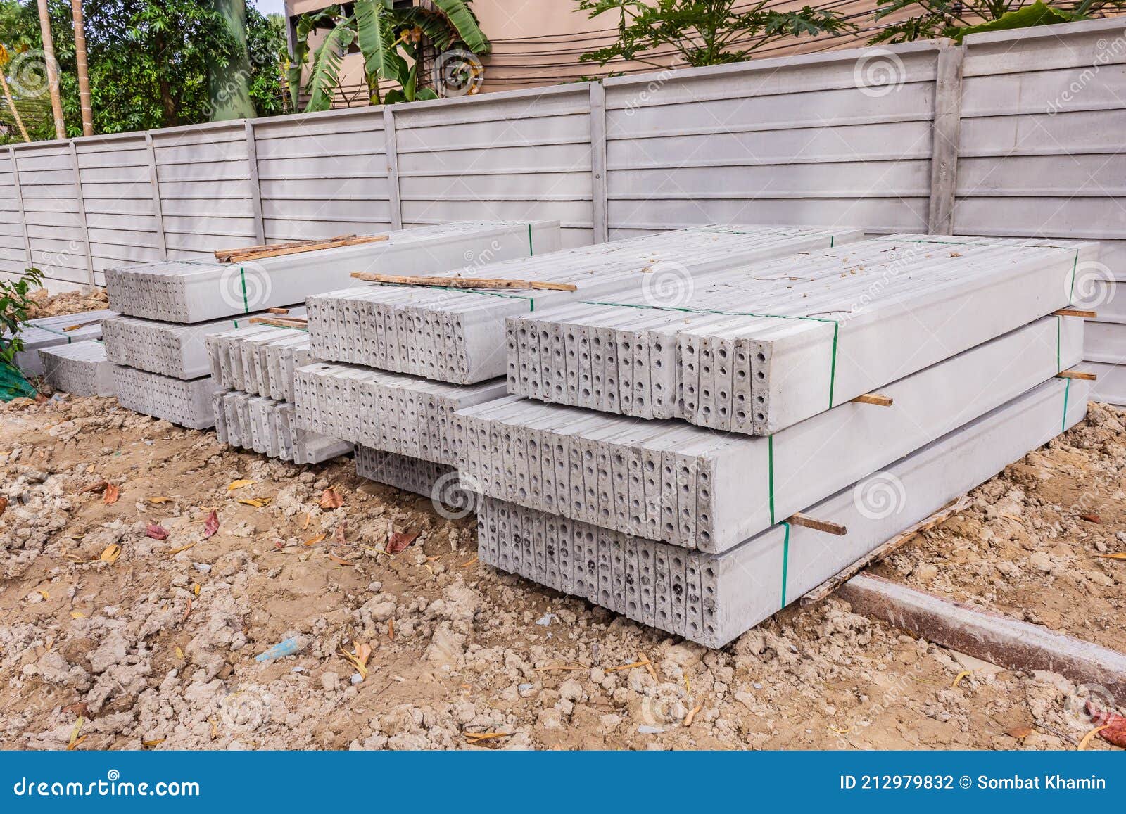 Stack of Precast Concrete Wall Panels Stock Photo - Image of boundary ...