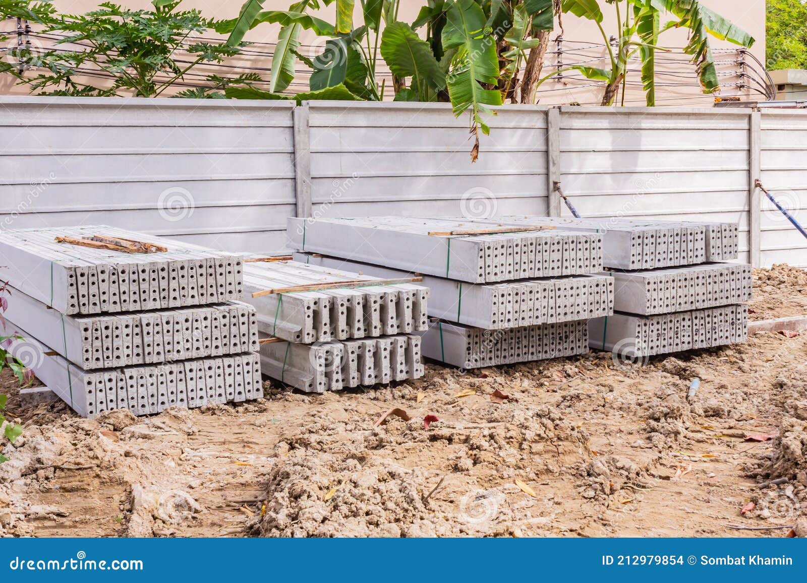 Stack of Precast Concrete Wall Panels Stock Photo - Image of texture ...