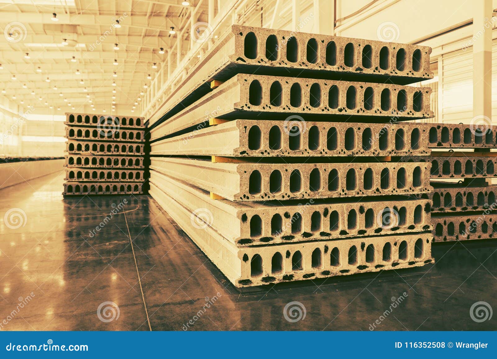 Stack of Precast Reinforced Concrete Slabs in a Factory Workshop Stock ...