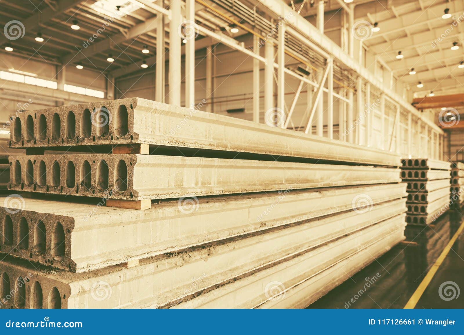 Stack Of Precast Reinforced Concrete Slabs In Factory Workshop Royalty ...