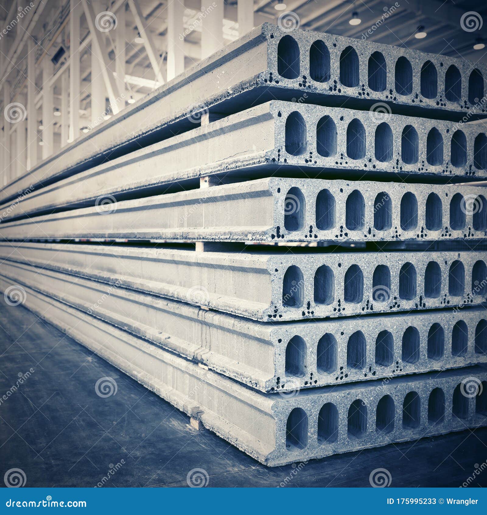 Stack Of Precast Reinforced Concrete Slabs In Factory Workshop Royalty ...