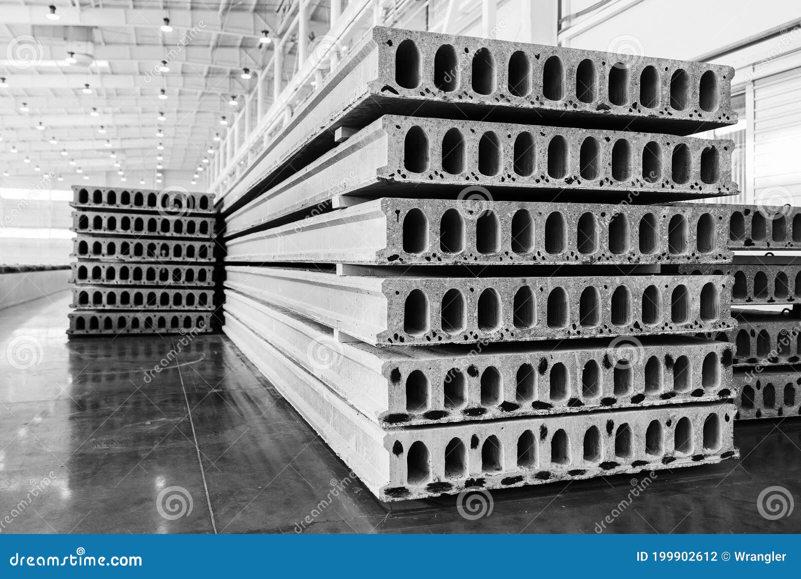 Stack Of Reinforced Concrete Slabs In A Factory Workshop Royalty-Free ...