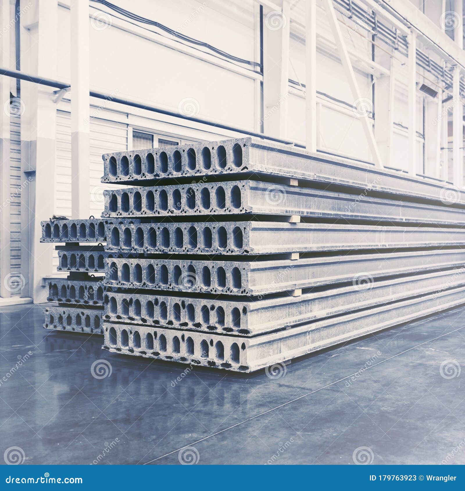 Stack Of Precast Reinforced Concrete Slabs In Factory Workshop Royalty ...