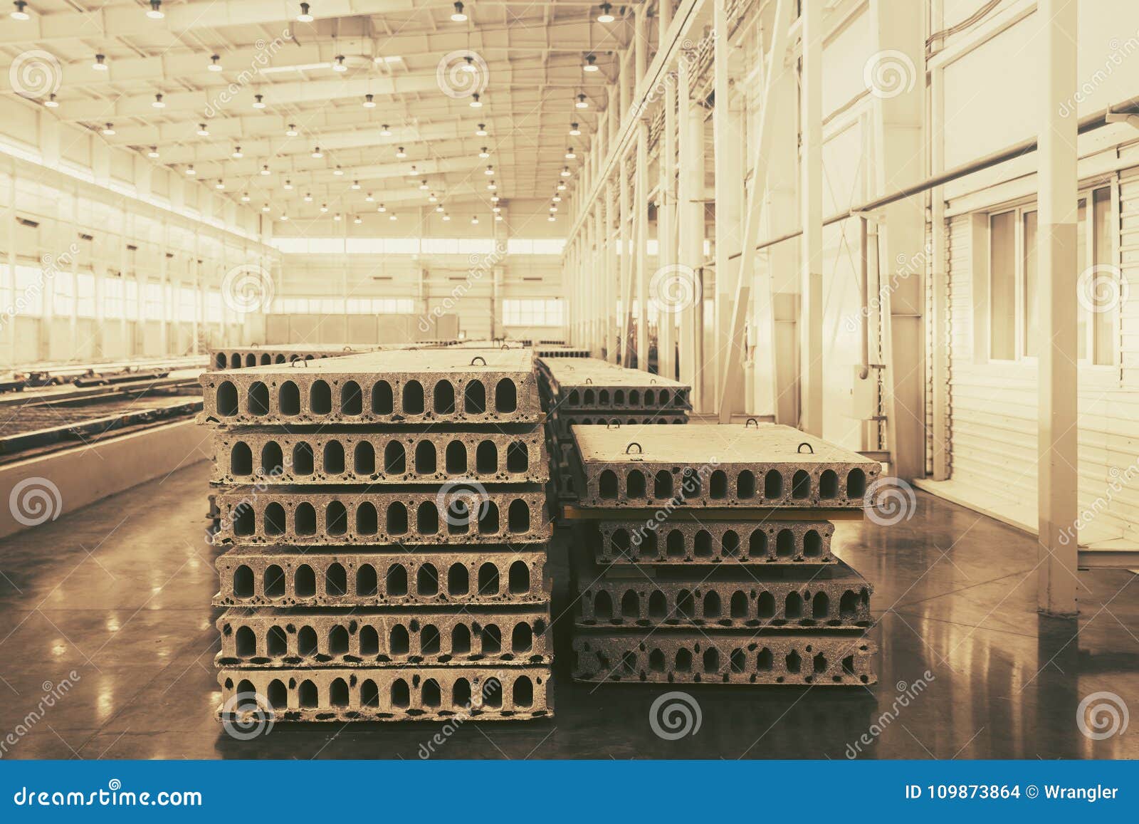 Stack of Precast Reinforced Concrete Slabs in a Factory Workshop Stock ...