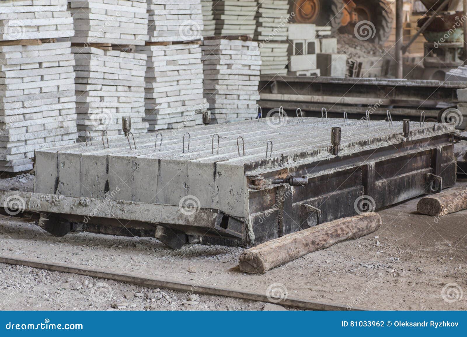 Stack of Precast Reinforced Concrete Slabs in a House-building Factory ...