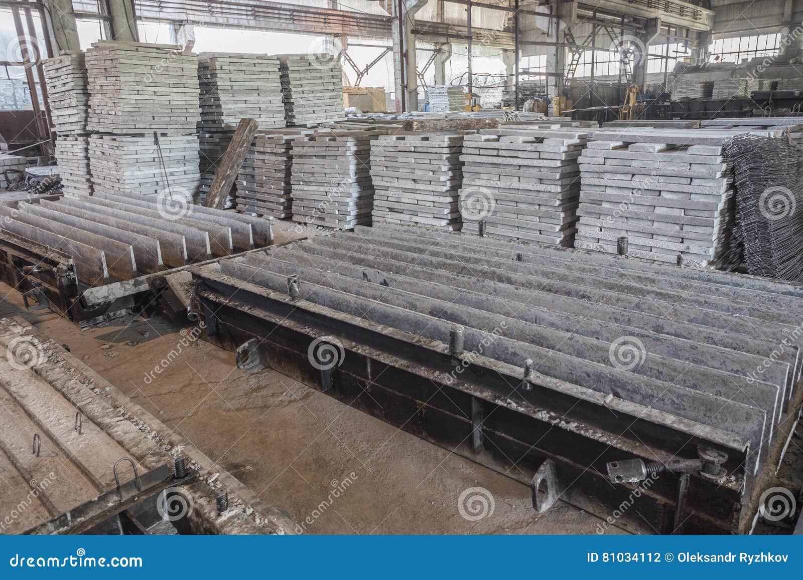Stack of Precast Reinforced Concrete Slabs in a House-building Factory ...