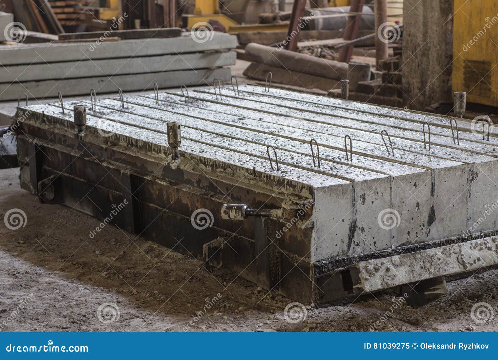 Stack of Precast Reinforced Concrete Slabs in a House-building Factory ...