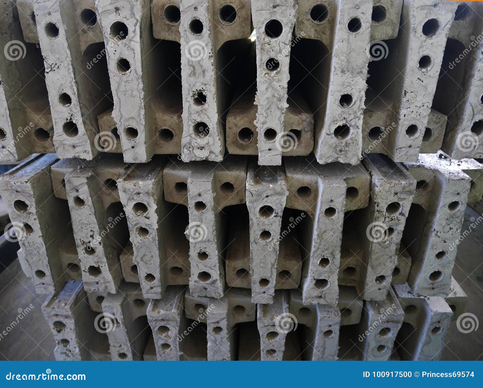 A Stack of Precast Wall and Fence in a Factory Stock Photo - Image of ...