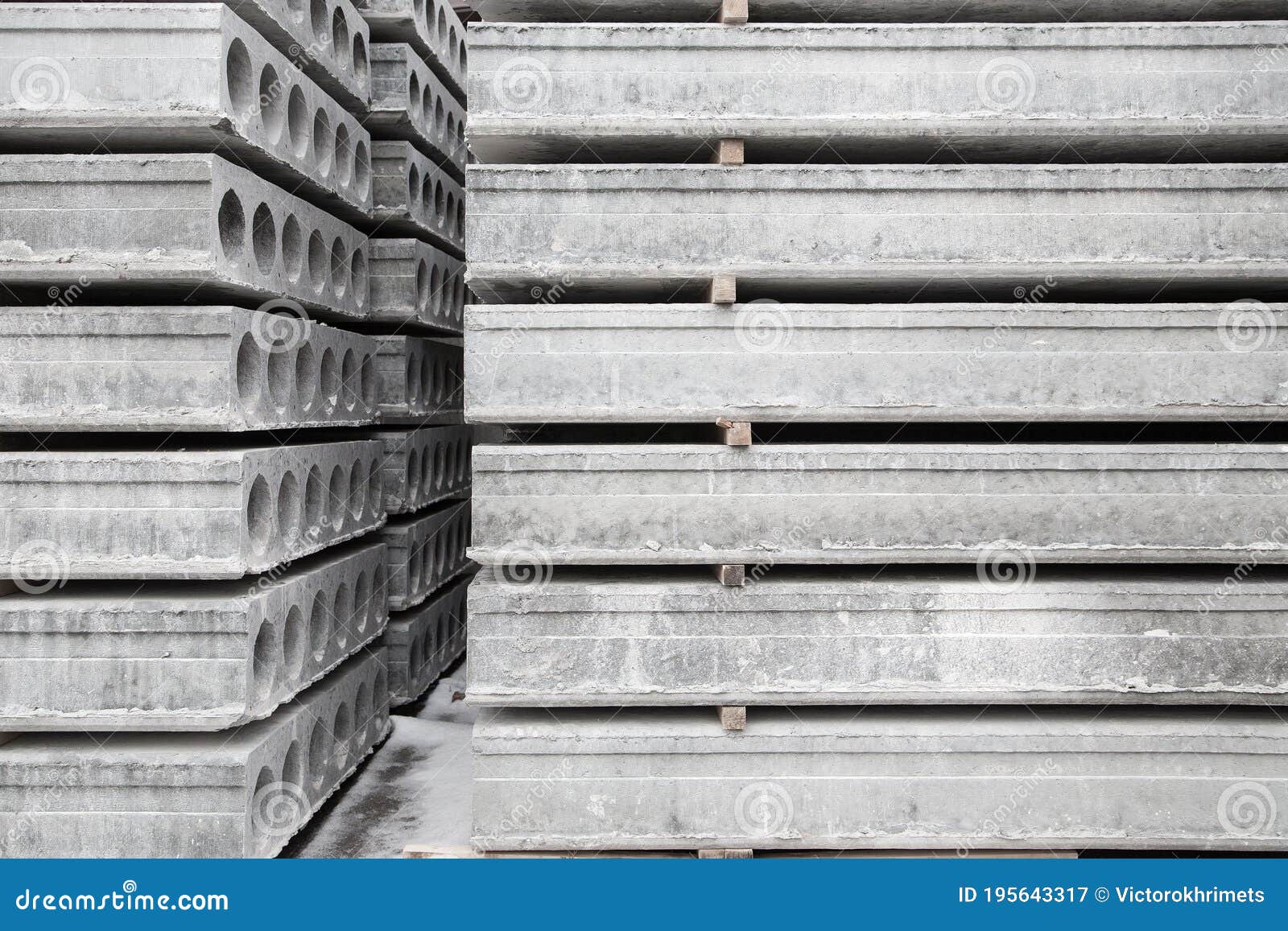Stack of Prefabricated Concrete Slabs with Hole for Construction Stock ...