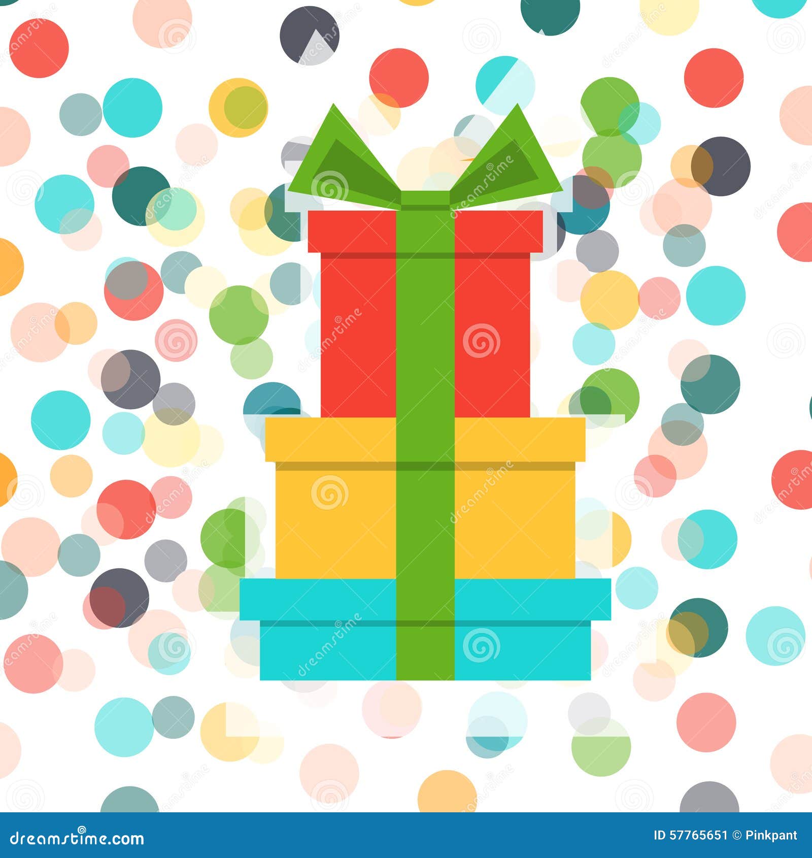 A Stack of Presents and Confetti. Vector Card. Stock Vector ...