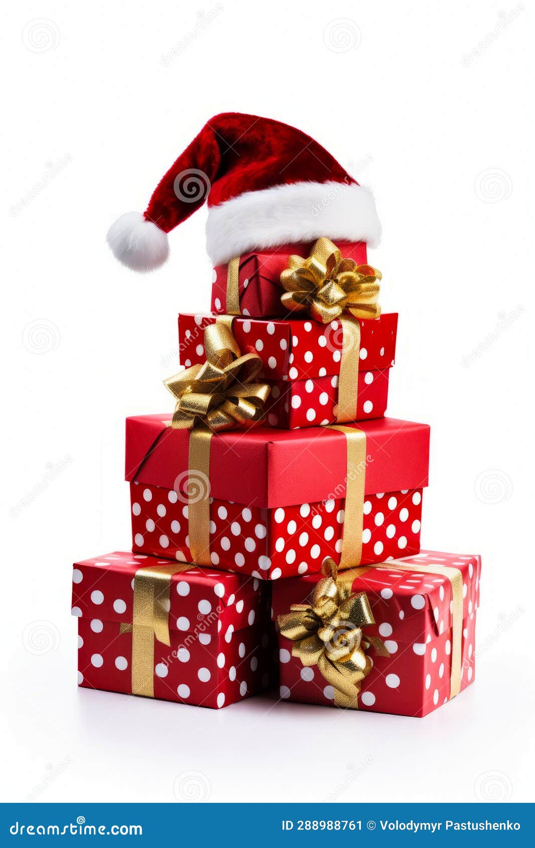 Stack of Presents with Santa Hat on Top of Them. Generative AI Stock ...