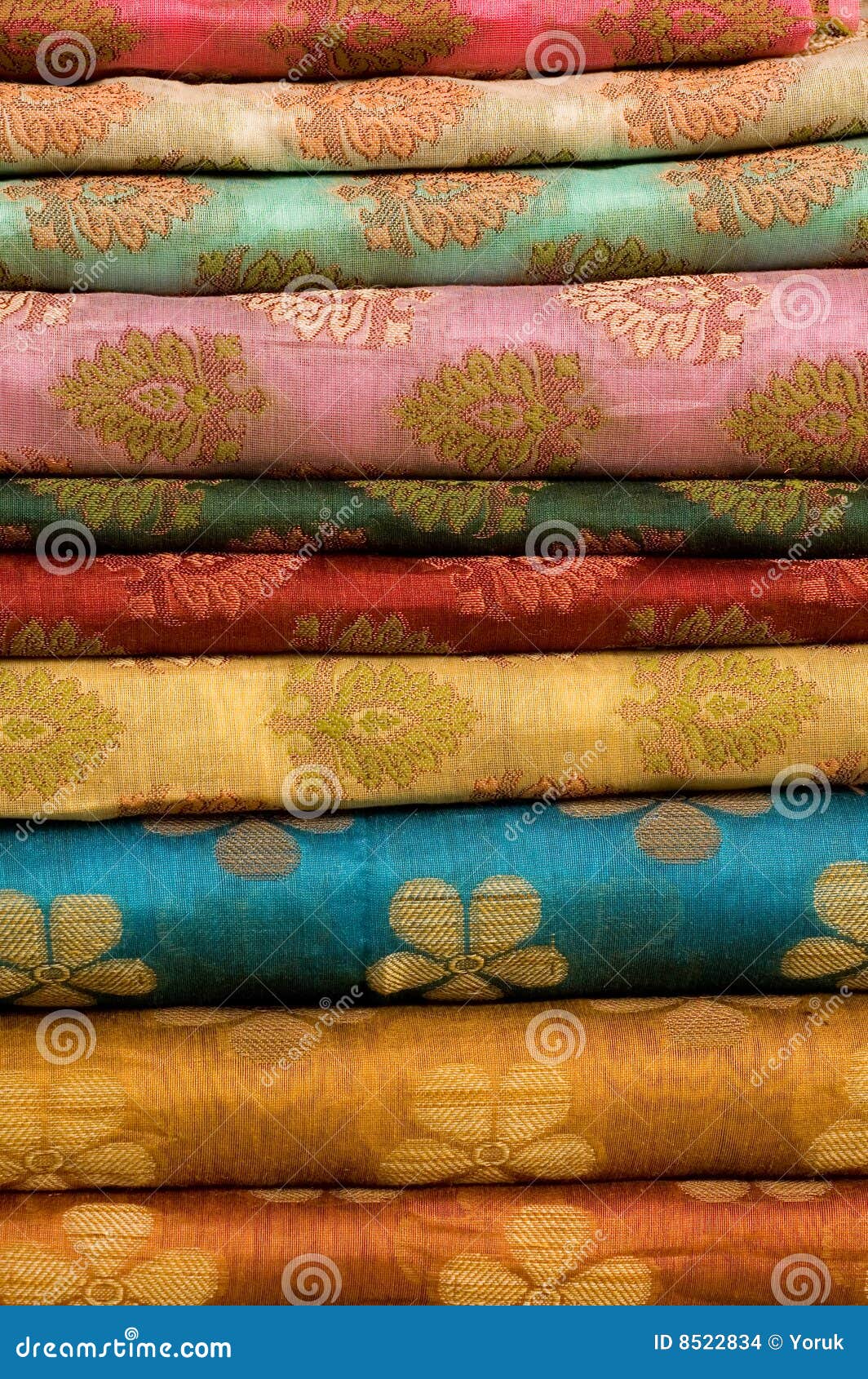 Stack of Printed Indian Silk Stock Photo - Image of pile, close: 8522834