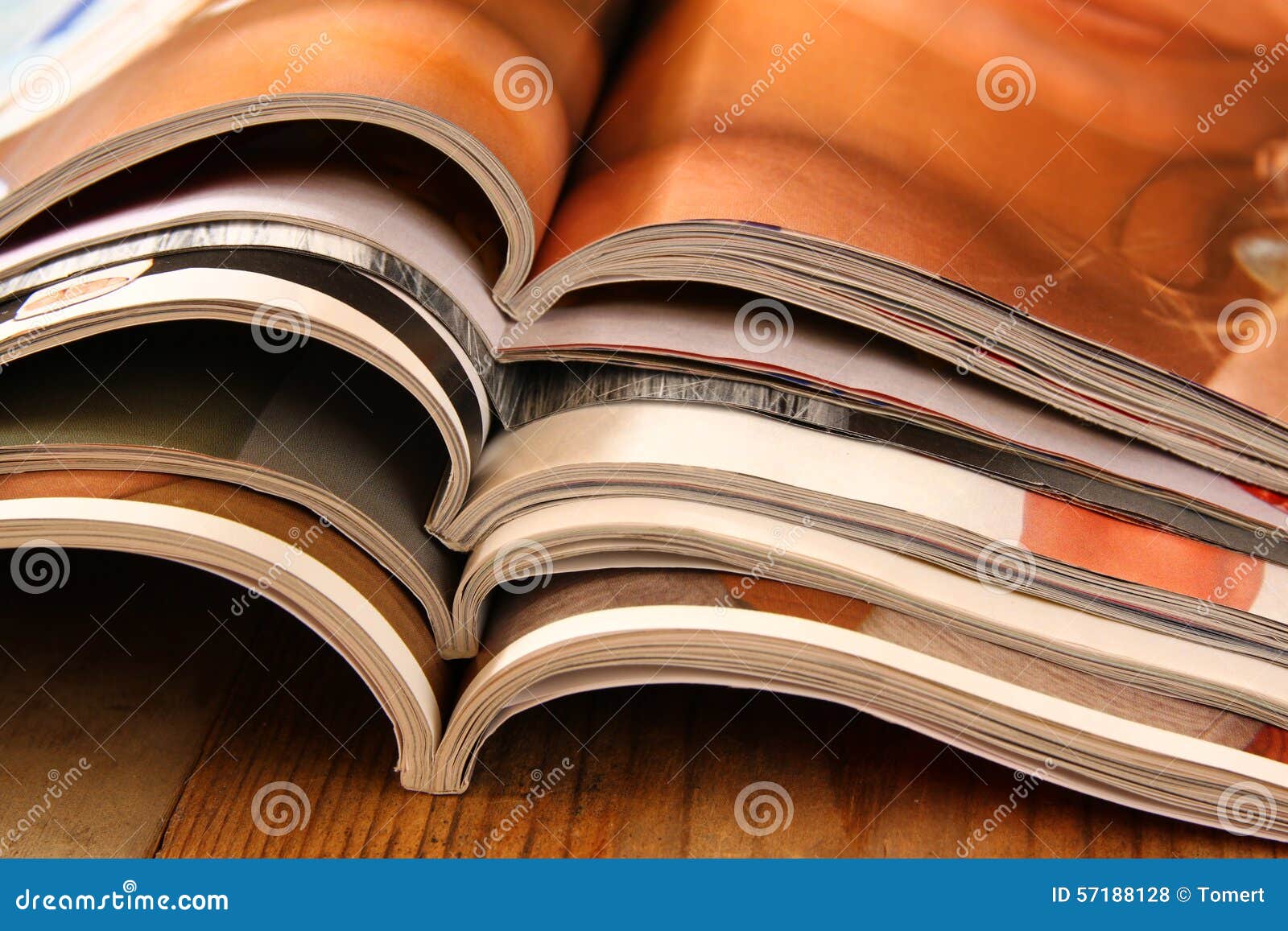 Stack of printed magazines stock photo. Image of article - 57188128