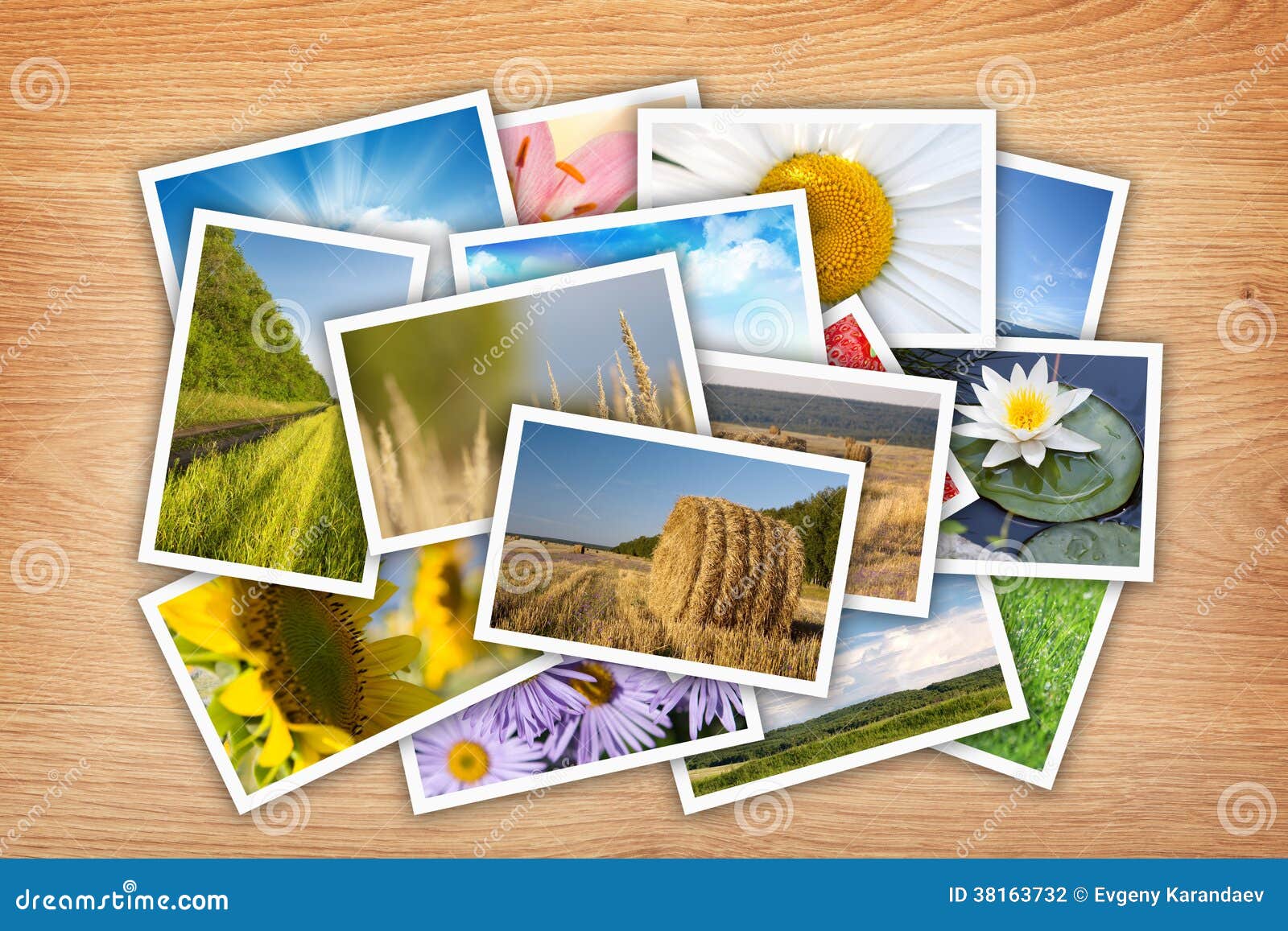 Stack of Printed Pictures Collage Stock Photo - Image of copyspace ...