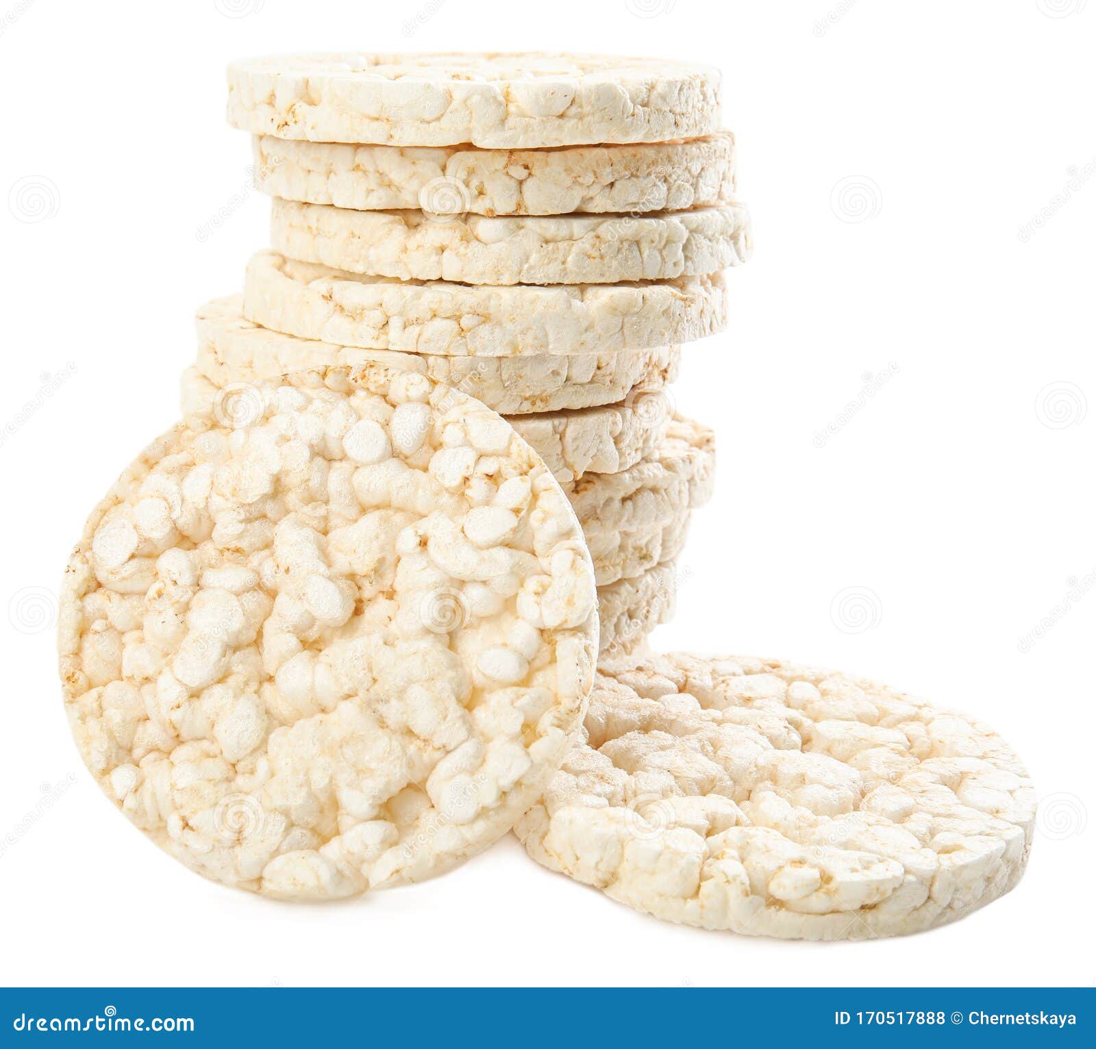 Stack Of Puffed Whole Grain Crispbread. Rice Cake Puffed Rice Texture ...