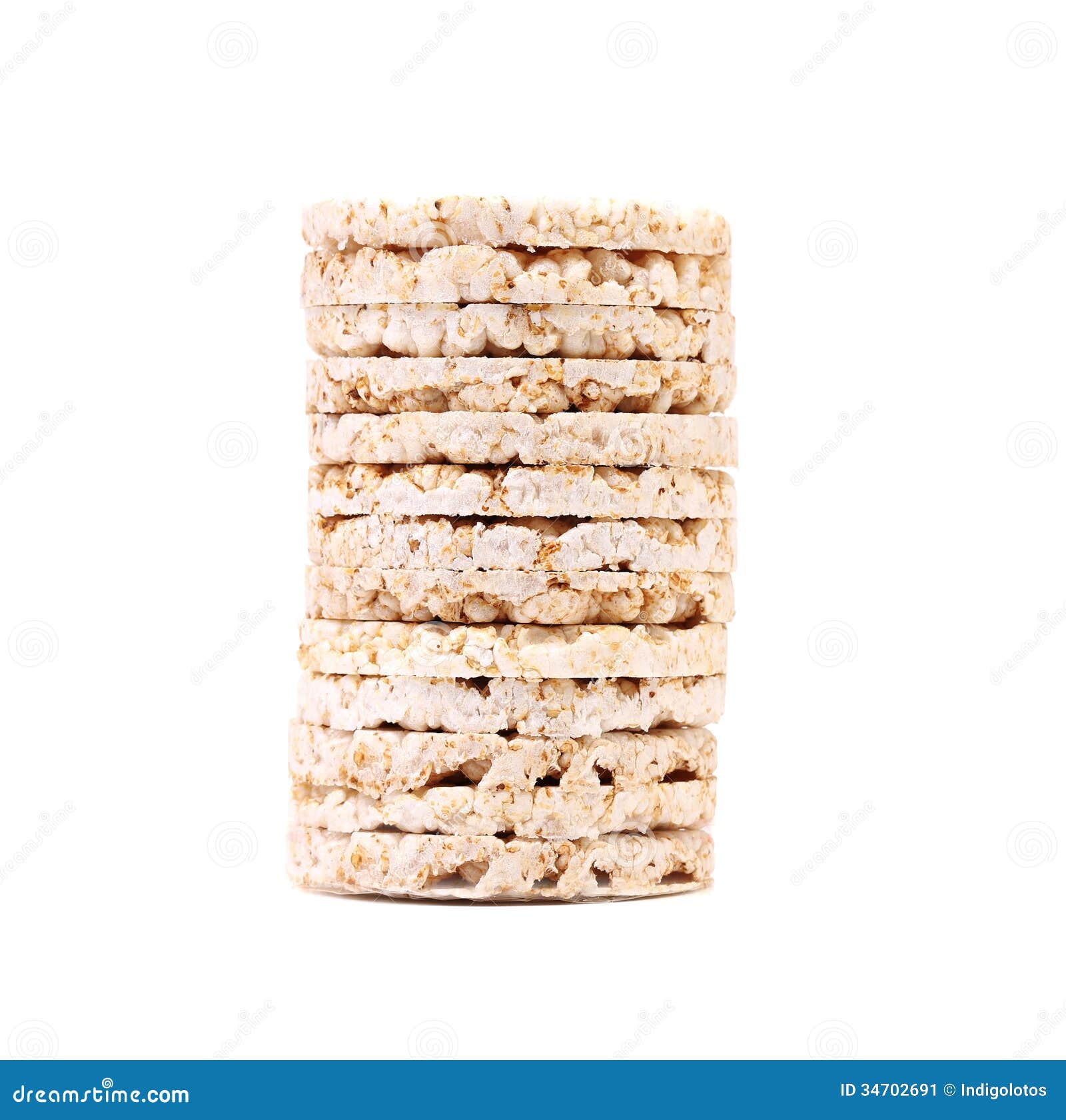 Stack Of Puffed Whole Grain Crispbread. Rice Cake Puffed Rice Texture ...