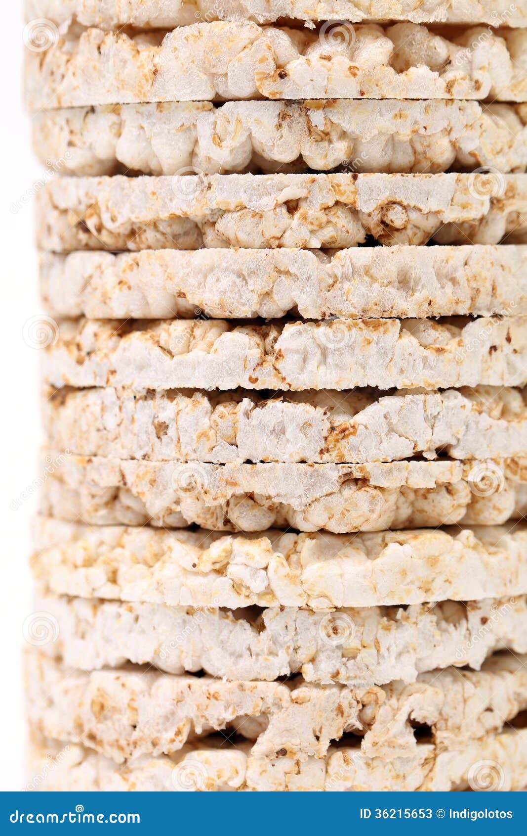 Stack Of Puffed Whole Grain Crispbread. Rice Cake Puffed Rice Texture ...