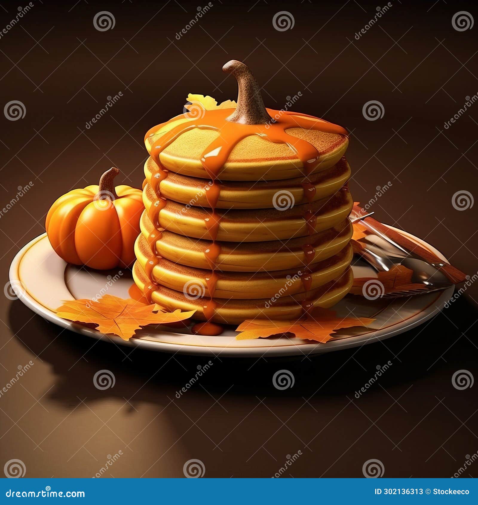 Delicious Pumpkin Pancakes: a Mouthwatering Treat for Fall Stock ...