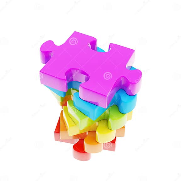 Stack of Puzzle Jigsaw Glossy Pieces Isolated Stock Illustration ...