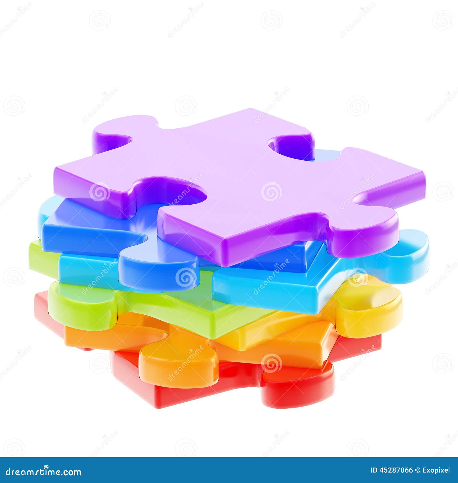Stack of a Puzzle Pieces Isolated Stock Illustration - Illustration of ...