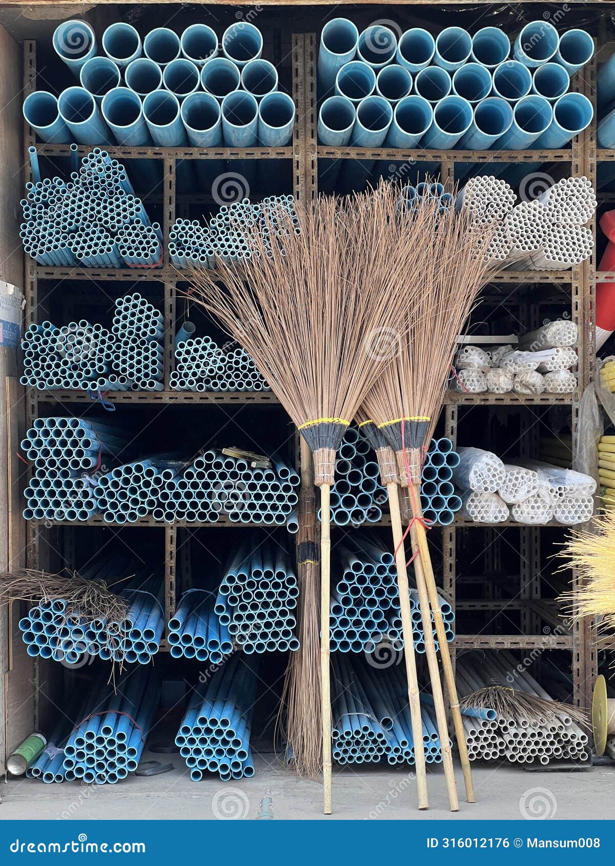 Stack of Pvc Pipes and Concrete Material for Construction Stock Photo ...