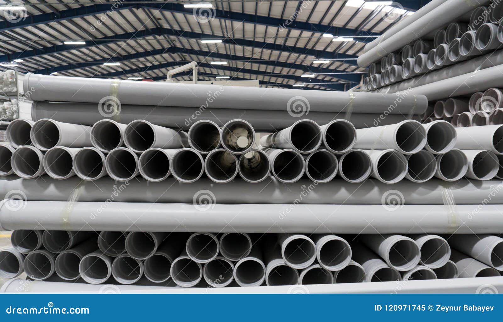 Stack of PVC Pipes Inside a Factory. Stock Image - Image of plumber ...