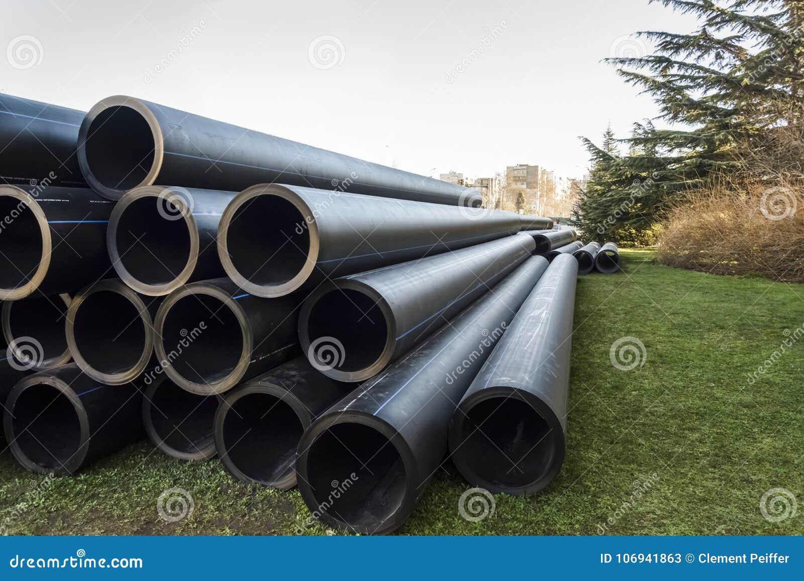 Stack of PVC water pipes stock image. Image of line - 106941863