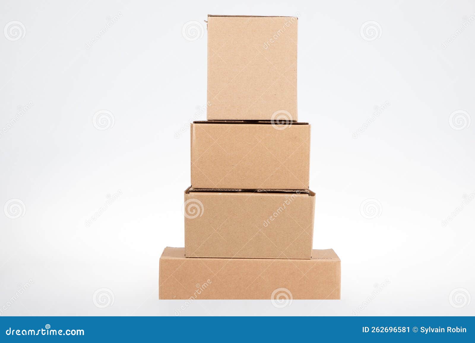 Stack of Pyramid Four Cardboard Boxes of Different Sizes on White ...