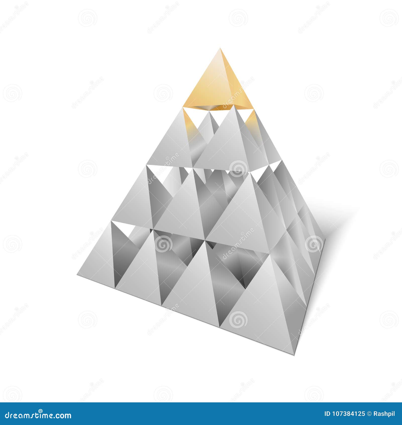 Stack of Pyramids that Makes Another Pyramid with Golden One on Stock ...