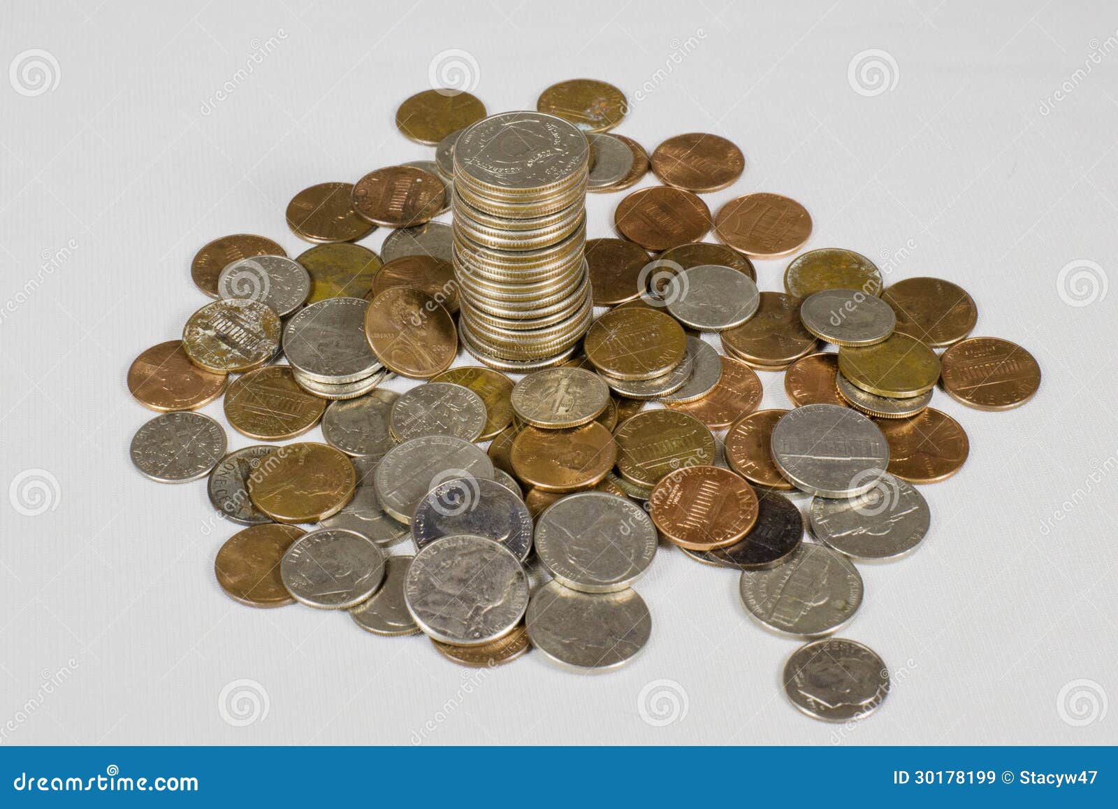 Loose Change stock image. Image of quarter, pennies, stacks - 30178199