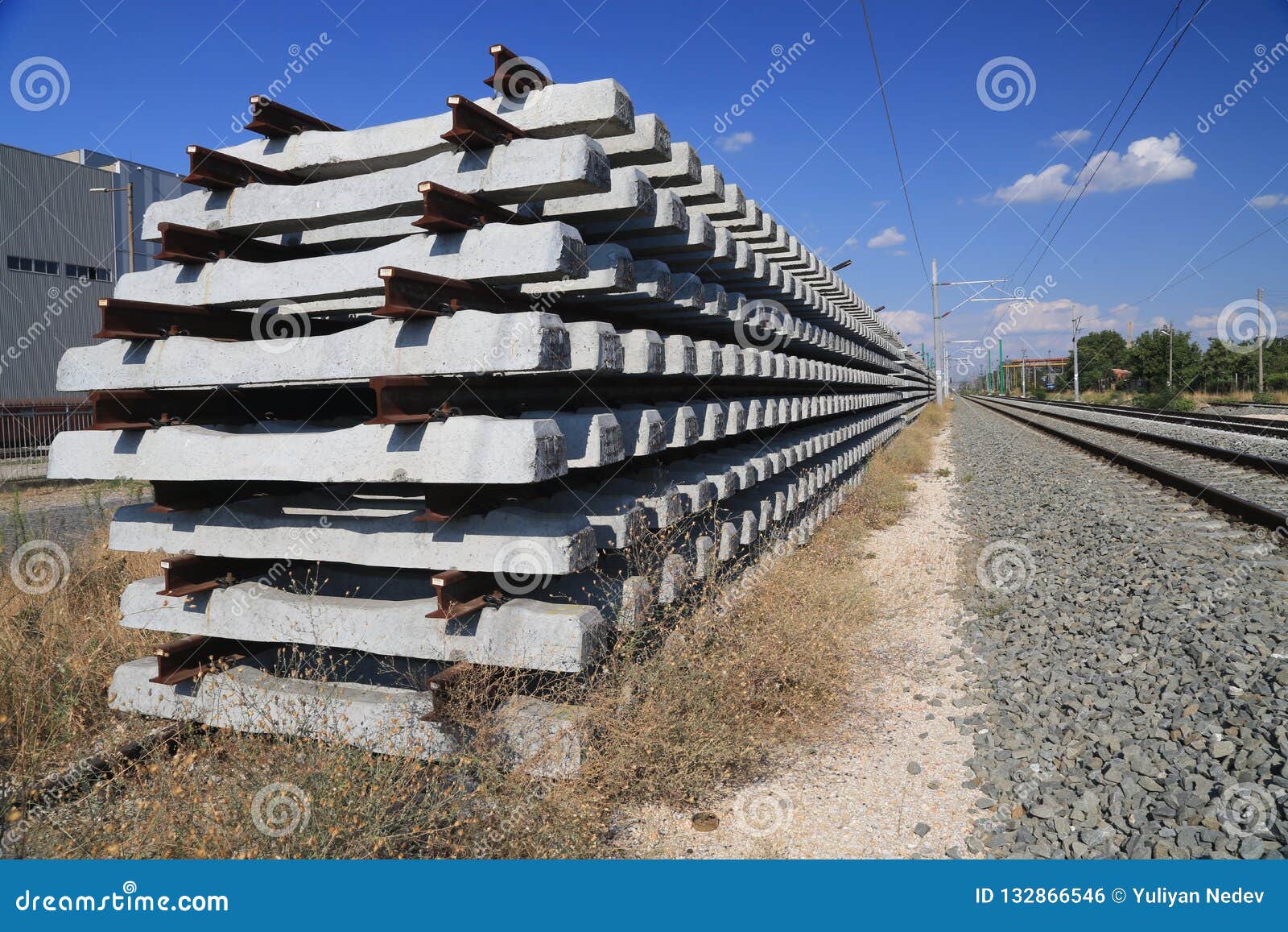 A Stack of Rails Ready To Be Installed Stock Photo - Image of metal ...
