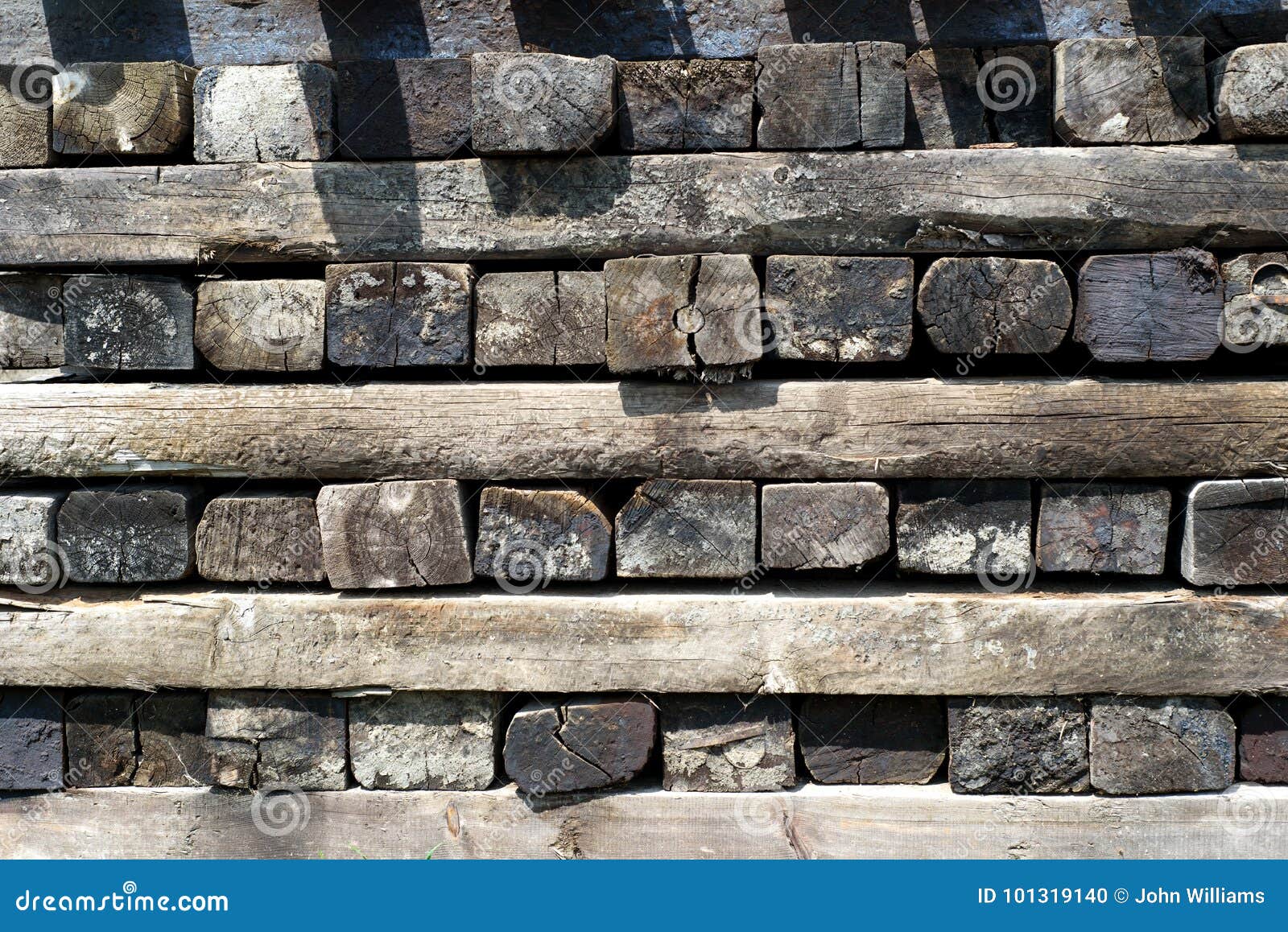 Stack of Railway Sleepers stock photo. Image of hardwood - 101319140