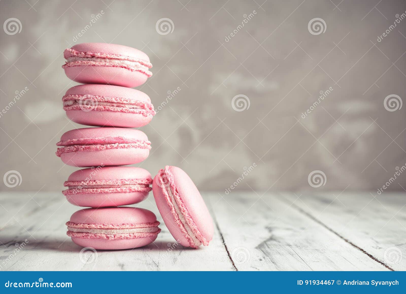 Stack of Raspberry Pastel Pink Macarons or Macaroons Stock Image ...